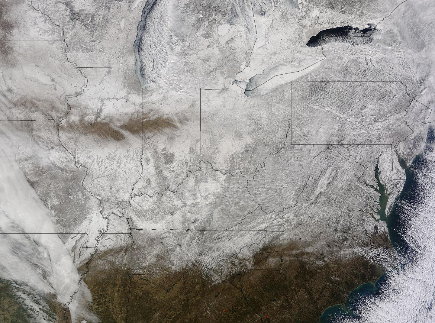 What the record-breaking Eastern US 'freezer' looks like from space ...